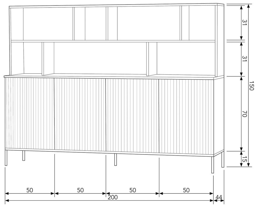 Kabinet gravure 200 x 150 cm černý MUZZA