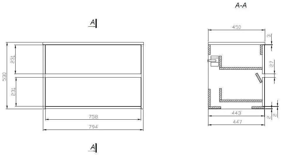 Cersanit Crea - závěsná skříňka pod umyvadlo na desku 80cm, dub, S924-010