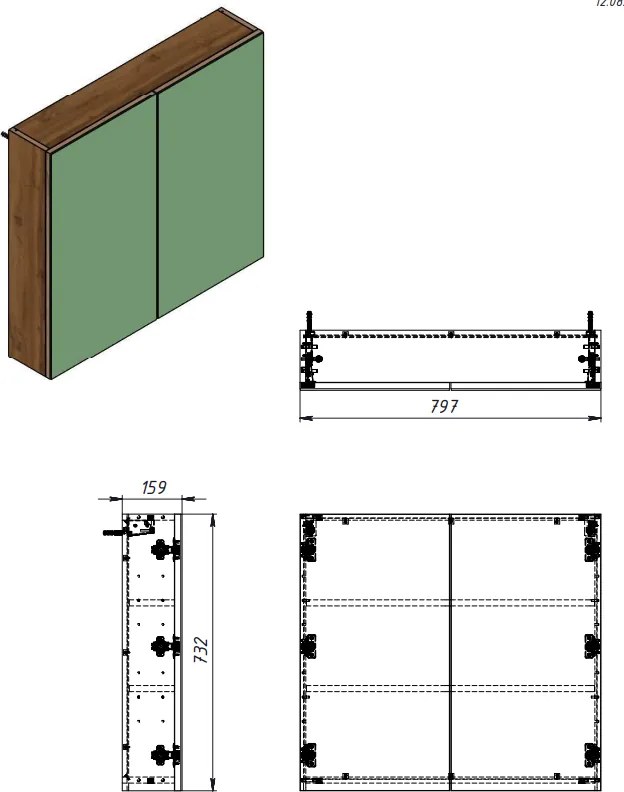 Lavedo Lotta Wotan Oak 80 - galerka (zrcadlová skříňka), smontovaná, závěsná | Lavedo by Aplomo