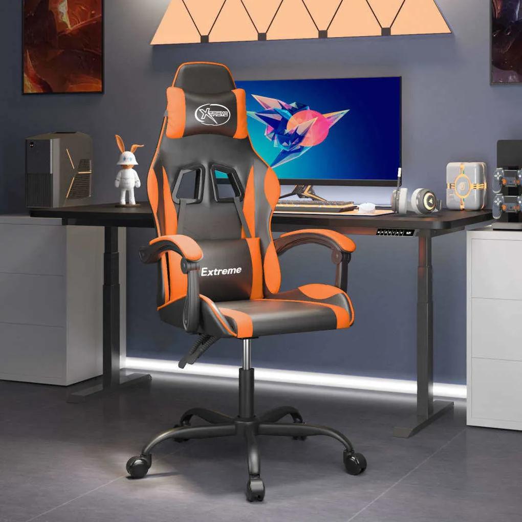 vidaXL Otočná herní židle umělá kůže [349576] Barva: Černá a oranžová