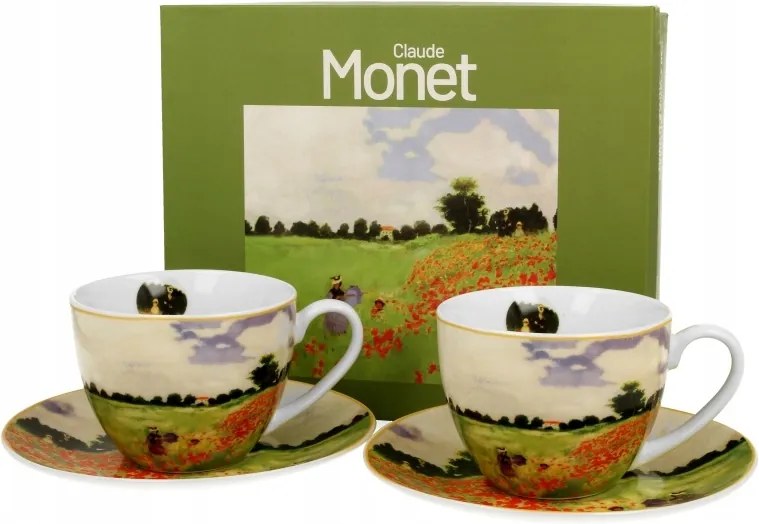 Dva šálky na kávu Monet porcelán maki poppy