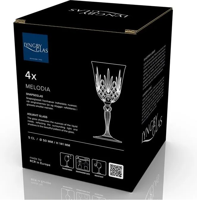 Křišťálové skleničky v sadě 4 ks na likér 50 ml Melodia – Lyngby Glas