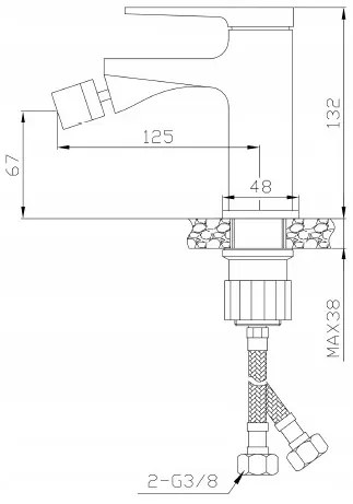 Invena Midnight, bidetová baterie, černá-růžové zlato, BB-35-014-V