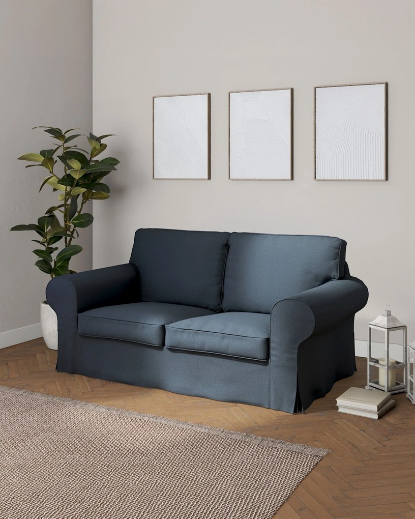 Potah na pohovku IKEA Ektorp 2-místná rozkládací NOVÝ MODEL 2012 barva modrá látka pletený vzor