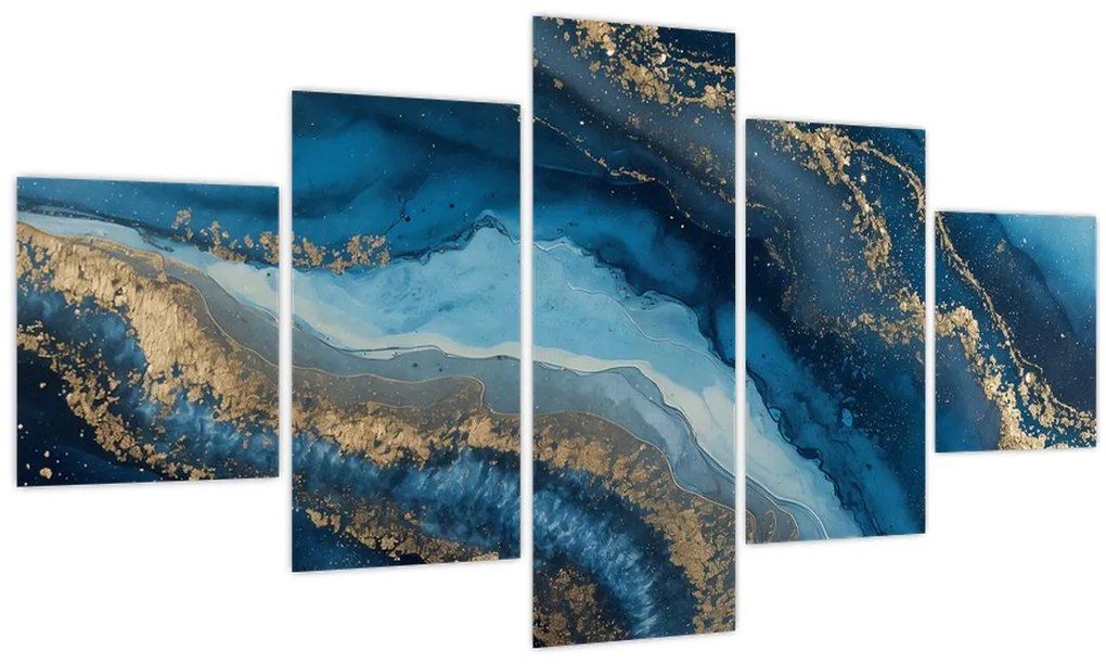 Obraz - Modrá mramorová abstrakce (125x70 cm)