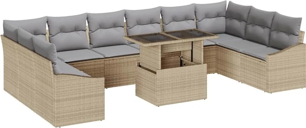 Set pohovek 11 ks Béžová a Světle šedá polyratan 3349076