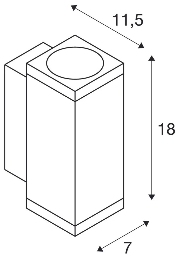 SLV 1003418 Enola Square Up/Down S, venkovní nástěnné svítidlo, LED 7W 3000/4000K, antracit, výška 18cm, IP65