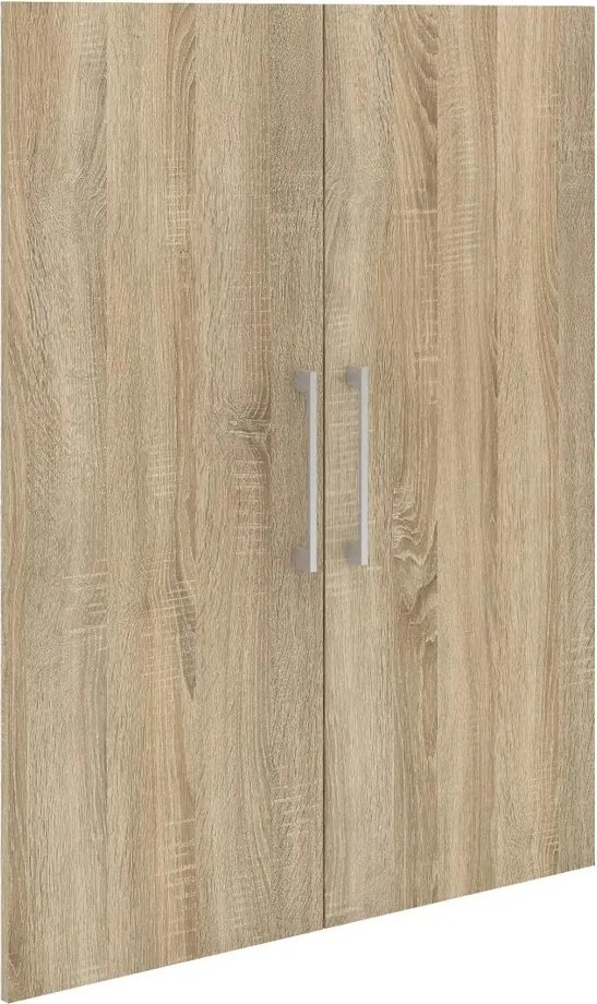 Skříň Modulo 89 x 40 x 186 cm, dveře dřevo, bílá / dub sonoma