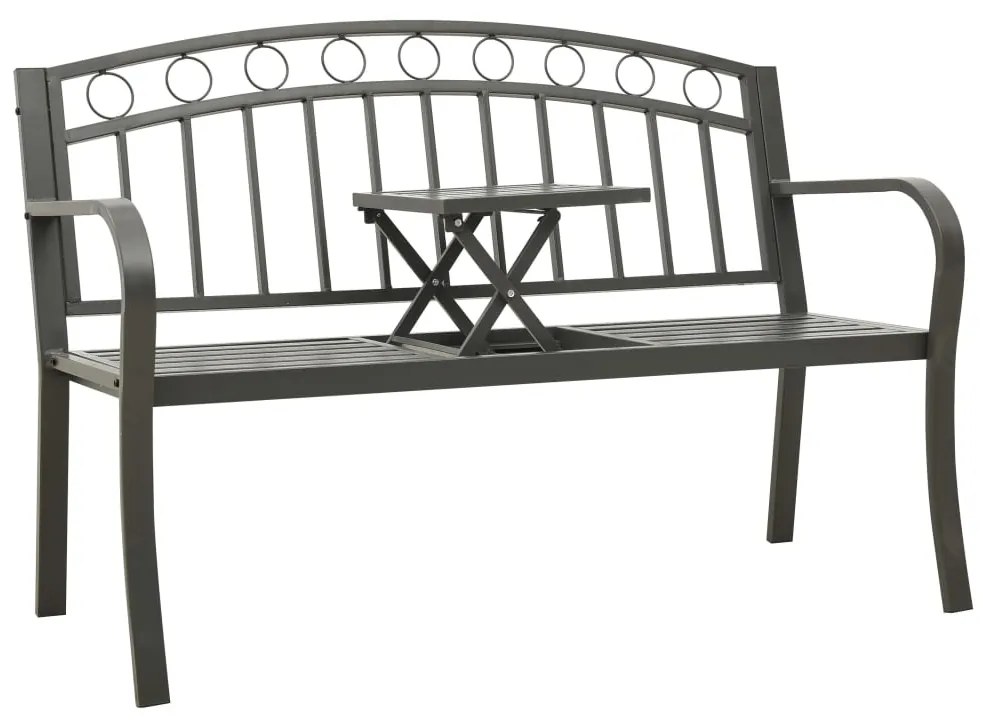 312041 vidaXL Zahradní lavice se stolem 125 cm ocel šedá