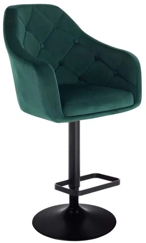 LuxuryForm DESIGN Barová židle ANDORA VELUR na černé kulaté podstavě - zelená