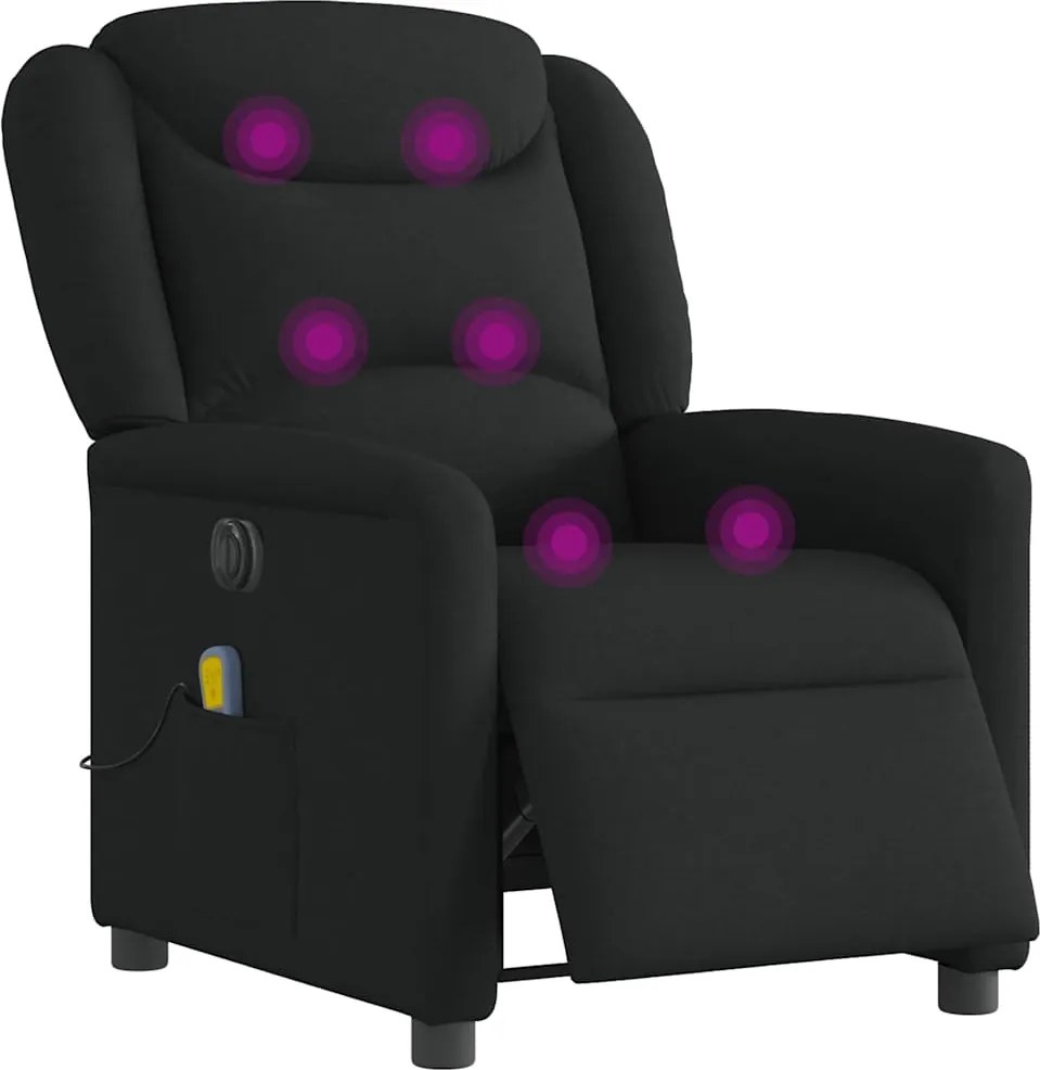 Elektrické masážní polohovací křeslo černé textil 3303186