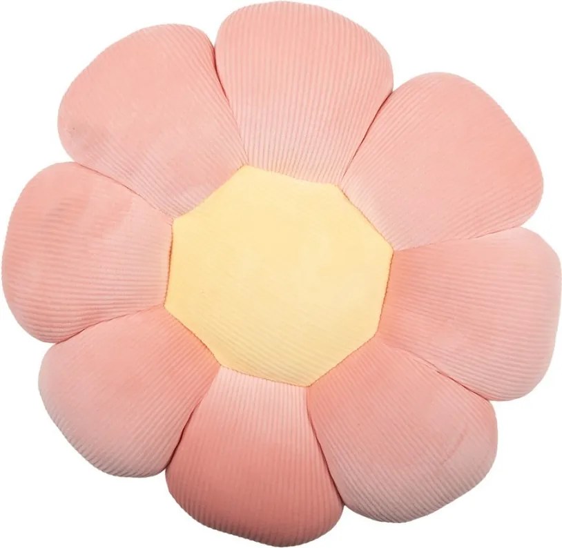 Růžový dekorativní polštář ve tvaru květu - Ø 40*6 cm