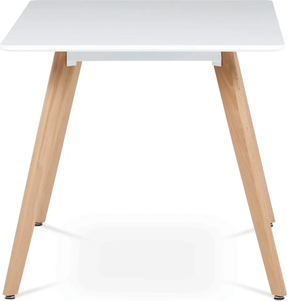 Jídelní stůl, MDF, bílý matný lak, masiv buk (120 x 80) cm