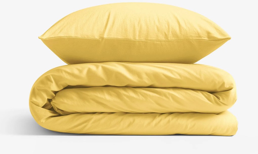 Goldea bavlněné povlečení - žluté 140 x 220 a 70 x 90 cm