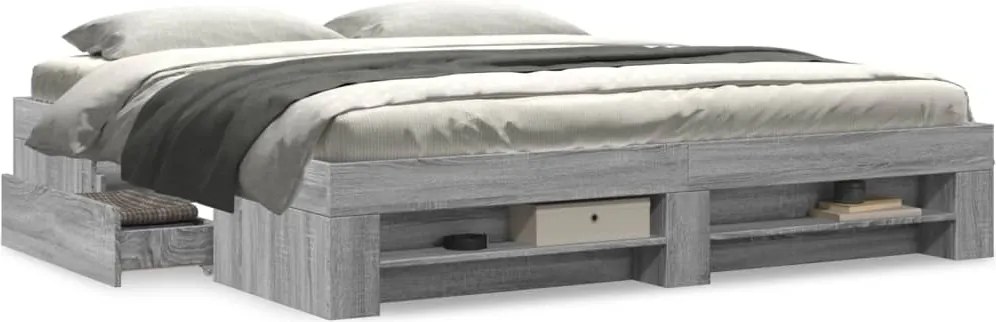 Rám postele bez matrace Grey Sonoma 180x200cm kompozitní dřevo 3295455