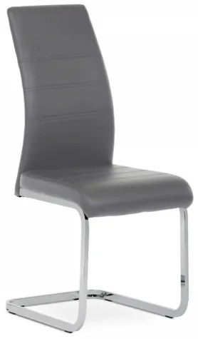 Jídelní židle šedá ekokůže kovová pohupová podnož lesklý chrom DCL-408 GREY
