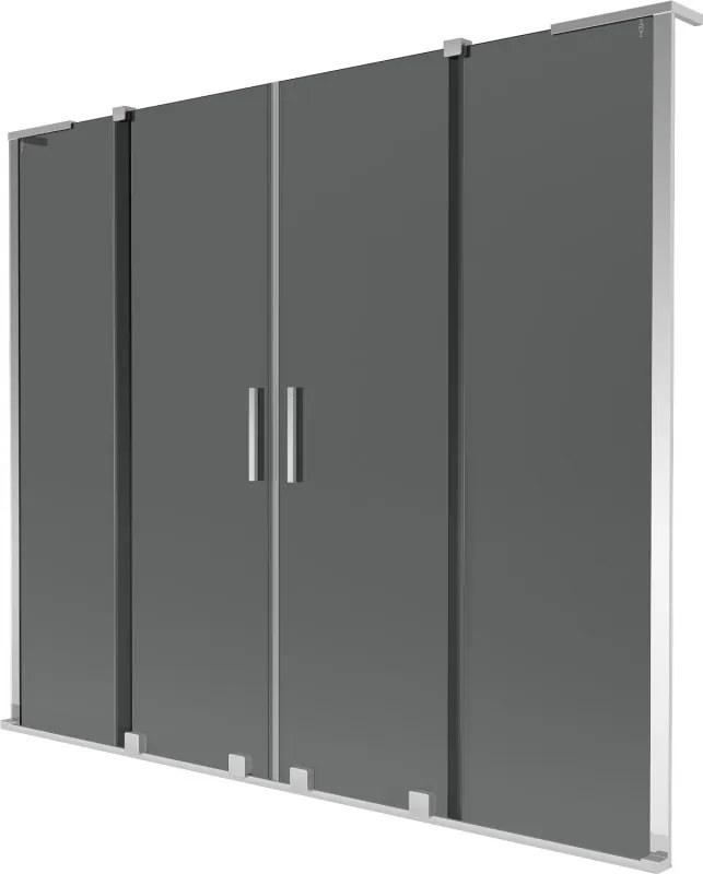 Mexen Velar L Duo, 2-křídlová posuvná vanová zástěna 200 x 150 cm, 8mm šedé sklo, chromová, 896-200-003-42-01