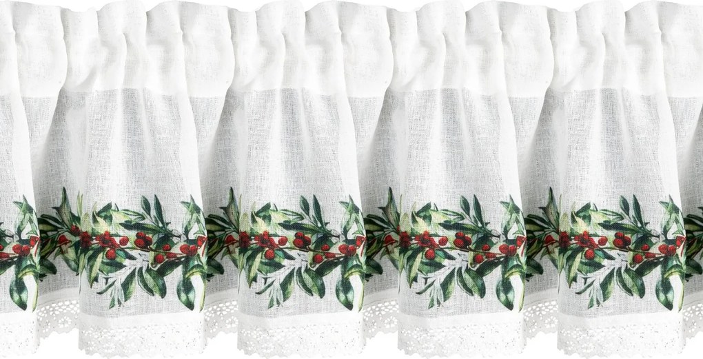 KRÁTKÁ VÁNOČNÍ ZÁCLONA NA PÁSCE XMAS8 150X30 CM VZOROVANÁ