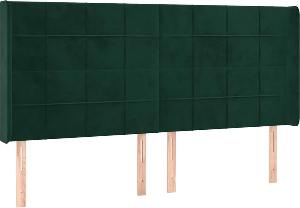 Box spring postel s matrací a LED tmavě zelená 200x200 cm samet 3139586