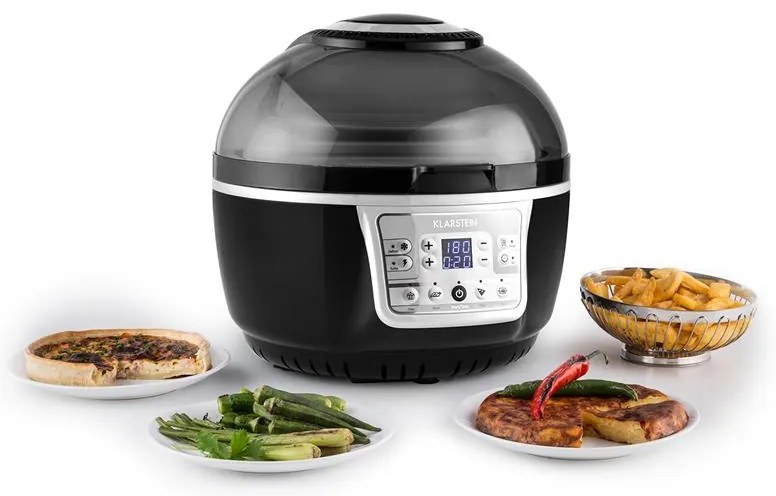 Klarstein VitAir Turbo, horkovzdušná fritéza, 1400 W, 10 L, grilování, pečení, šedo-černá