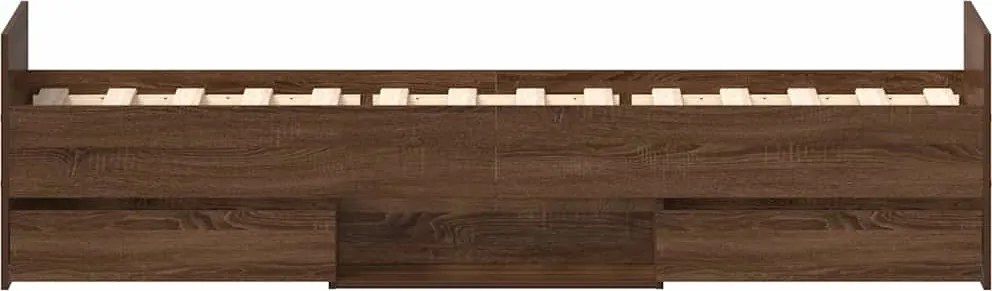 Rám postele s hlavovým a nožním čelem hnědý dub 90 x 200 cm 3203809