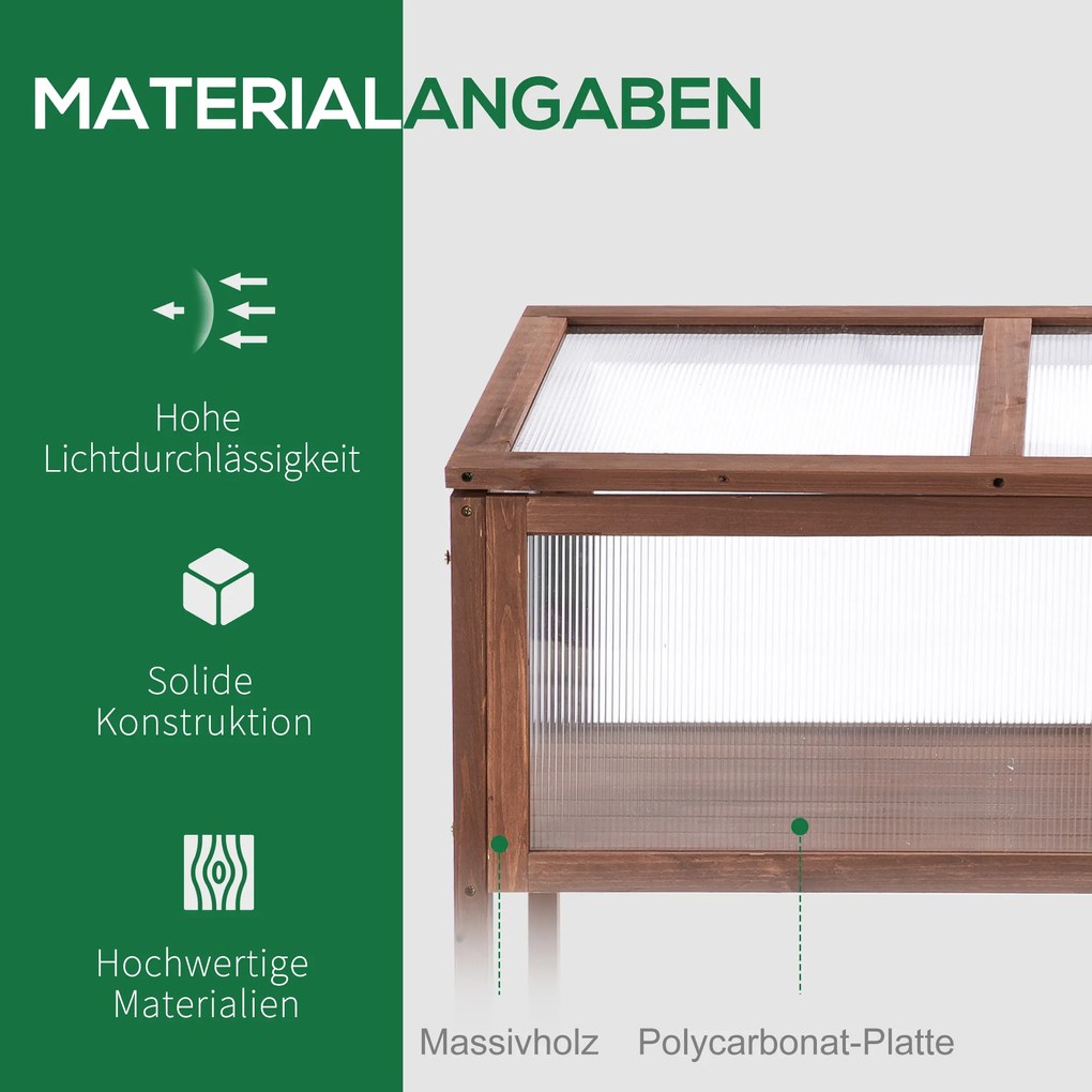 Outsunny vyvýšený záhonový truhlík se studeným rámem 90 x 50 x 93 cm pro zahradu balkon terasu, bylinkový záhon z jedlového dřeva a PC desky v hnědé …