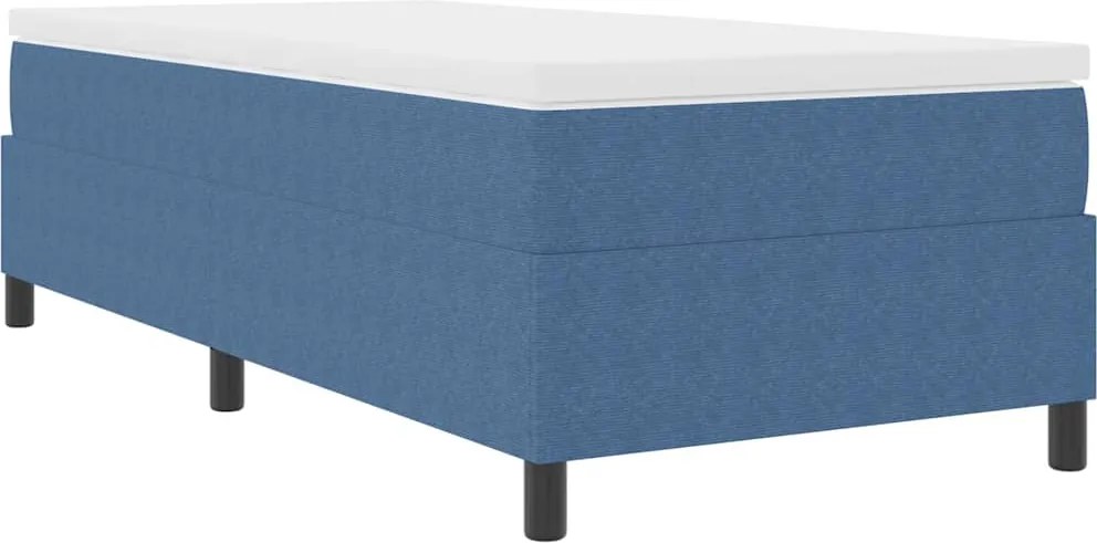 Postel s boxspringem Modrá a bílá 100 x 200 cm Žebrovaná látka 3337450
