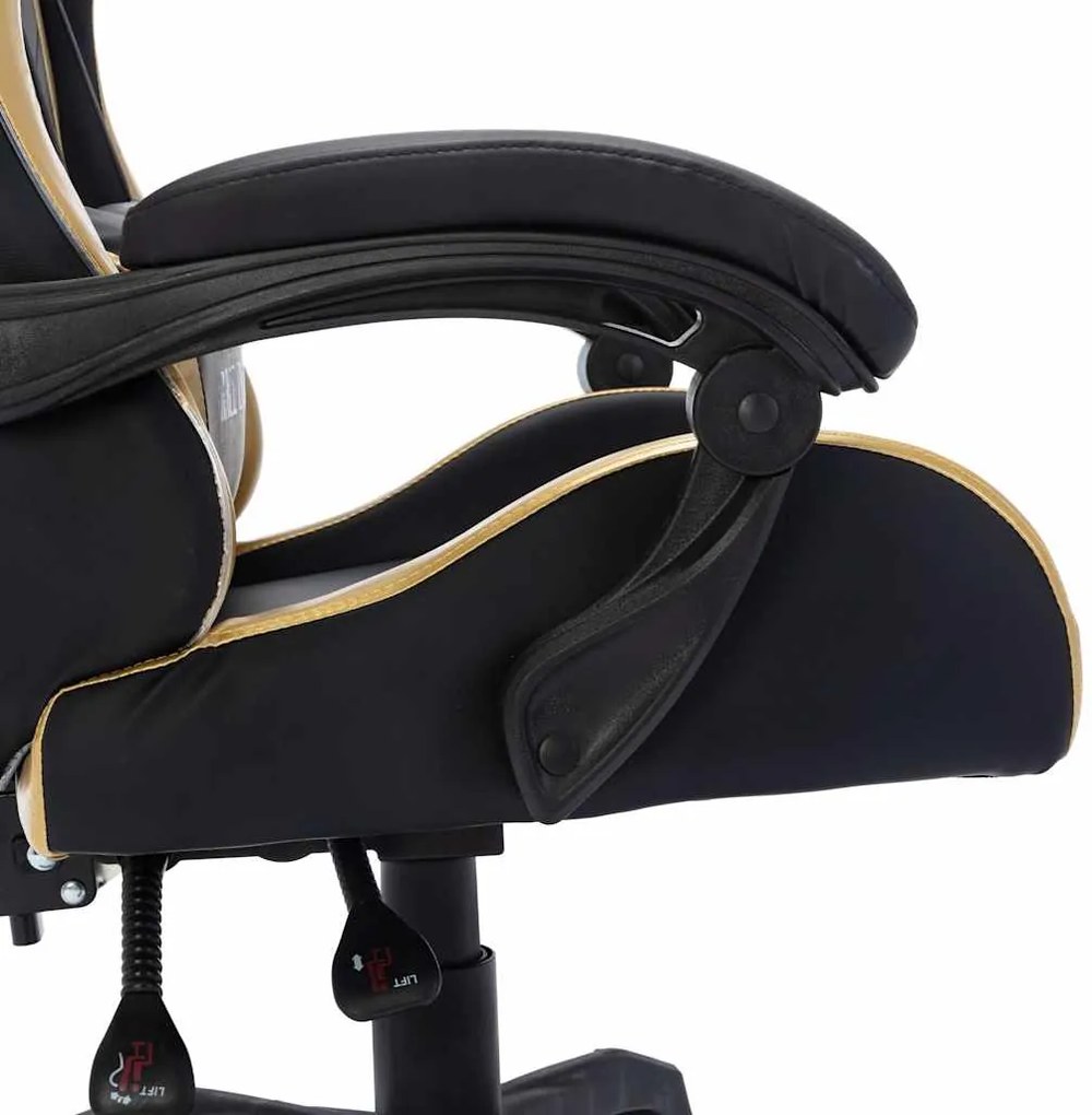 Herní židle s RGB LED podsvícením zlato-černá umělá kůže 287998