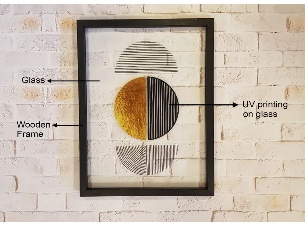 Skleněný obraz v černém rámu Vavien Artwork Shapes II., 32 x 42 cm