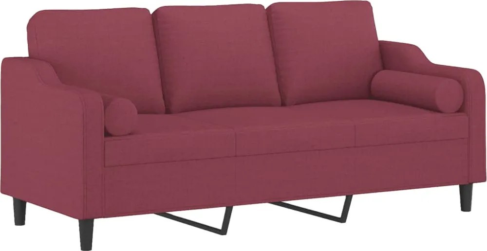 3místná pohovka s polštáři vínová 180 cm textil 3200859