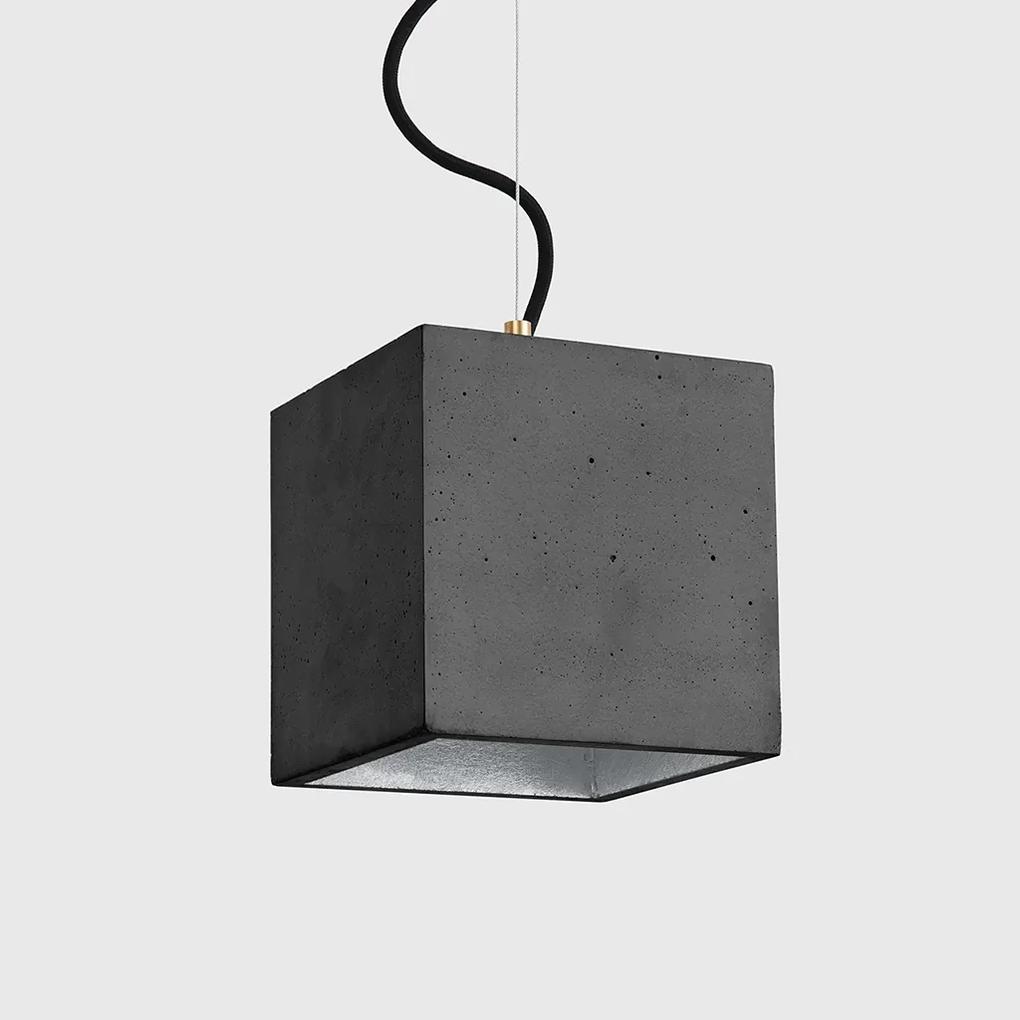 Svěšené betonové svítidlo B5  Svěšené betonové svítidlo B5 Dekor: Tmavý beton, Kabel: Černý, Vnitřní plocha: Stříbrná