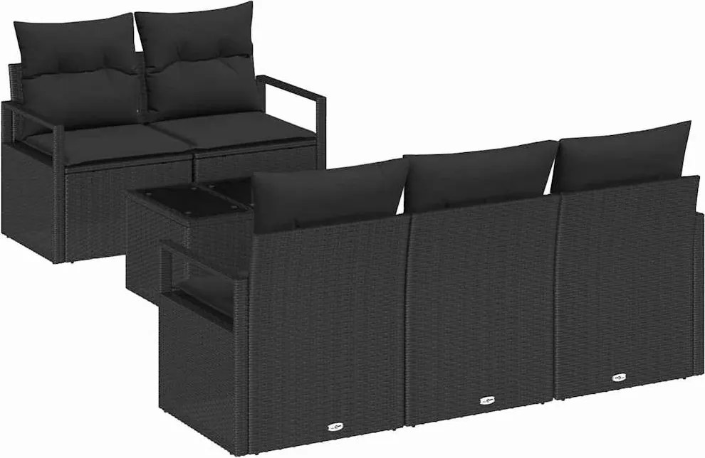 Set pohovek 6 ks 5-Počet míst Černá polyratan 3346263