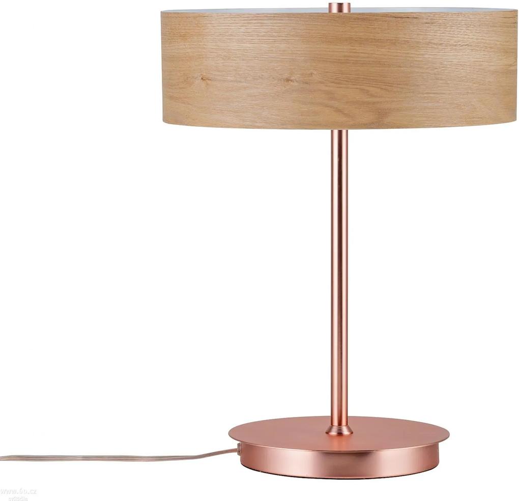 Paulmann 79647 Neordic Liska, stolní lampa ze světlého dřeva a mědi, 2x20W LED E27, výška 40cm