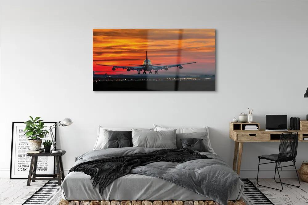 akrylový obraz West mraky letadla 140x70 cm