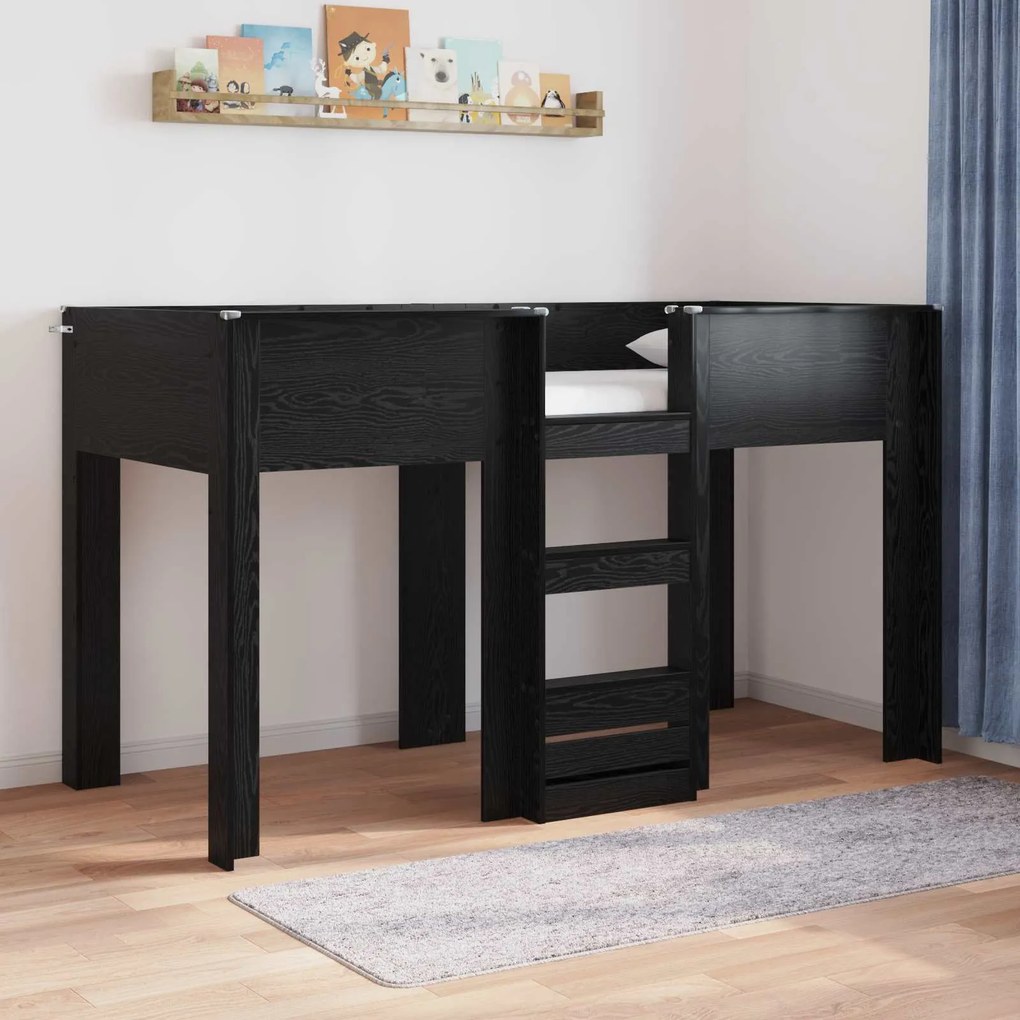 Patrová postel pro děti Černý dub 75 x 190 cm Kompozitní dřevo 3410468