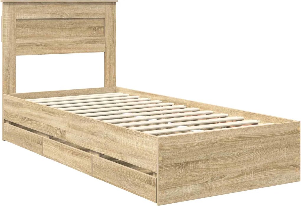 Rám postele s čelo Sonoma dub 100 x 200 cm Inženýrské dřevo 3409869