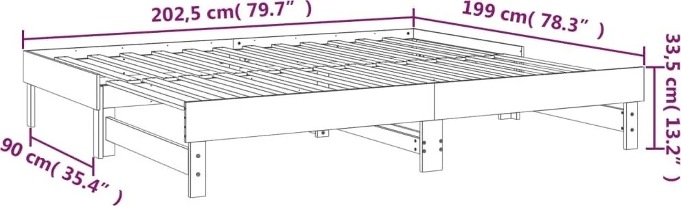 vidaXL Výsuvná postel 2x(100x200) cm masivní borovice [823375] Barva: Černá