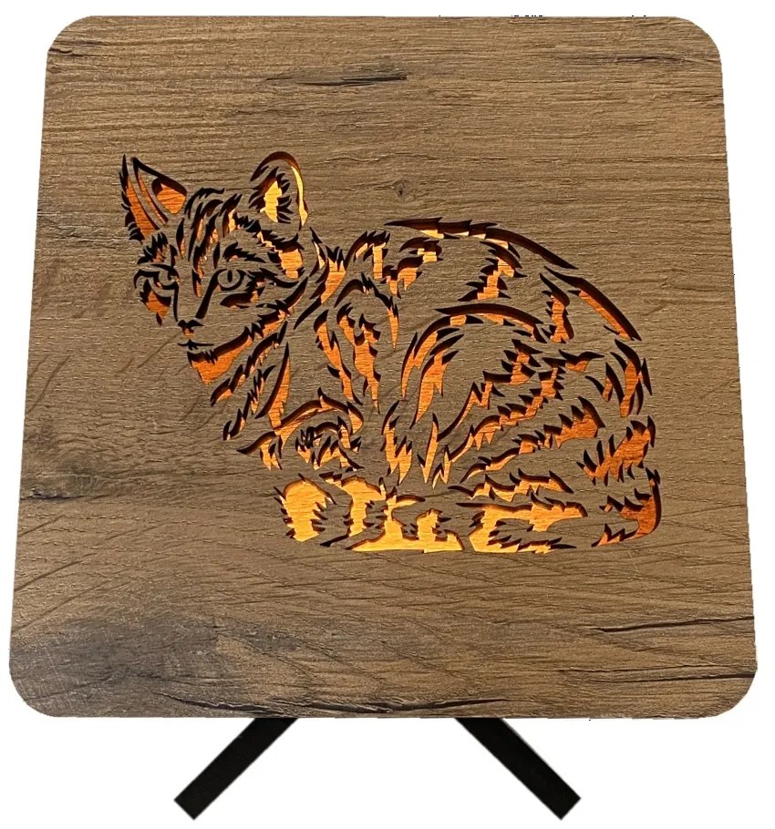 Li-Go "Kočka" lampa 19x19cm provedení povrchu: ořech