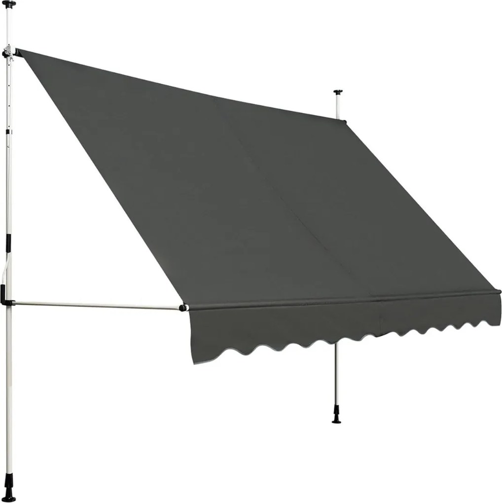 Costway 350 cm široká příchytná markýza bez vrtání, balkonová markýza – šedá