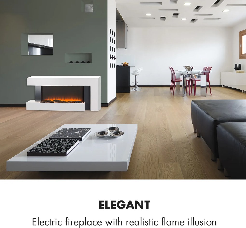 Klarstein Studio Light & Fire 2, elektrický krb, 1000/2000 W, MDF, dálkové ovládání, bílý