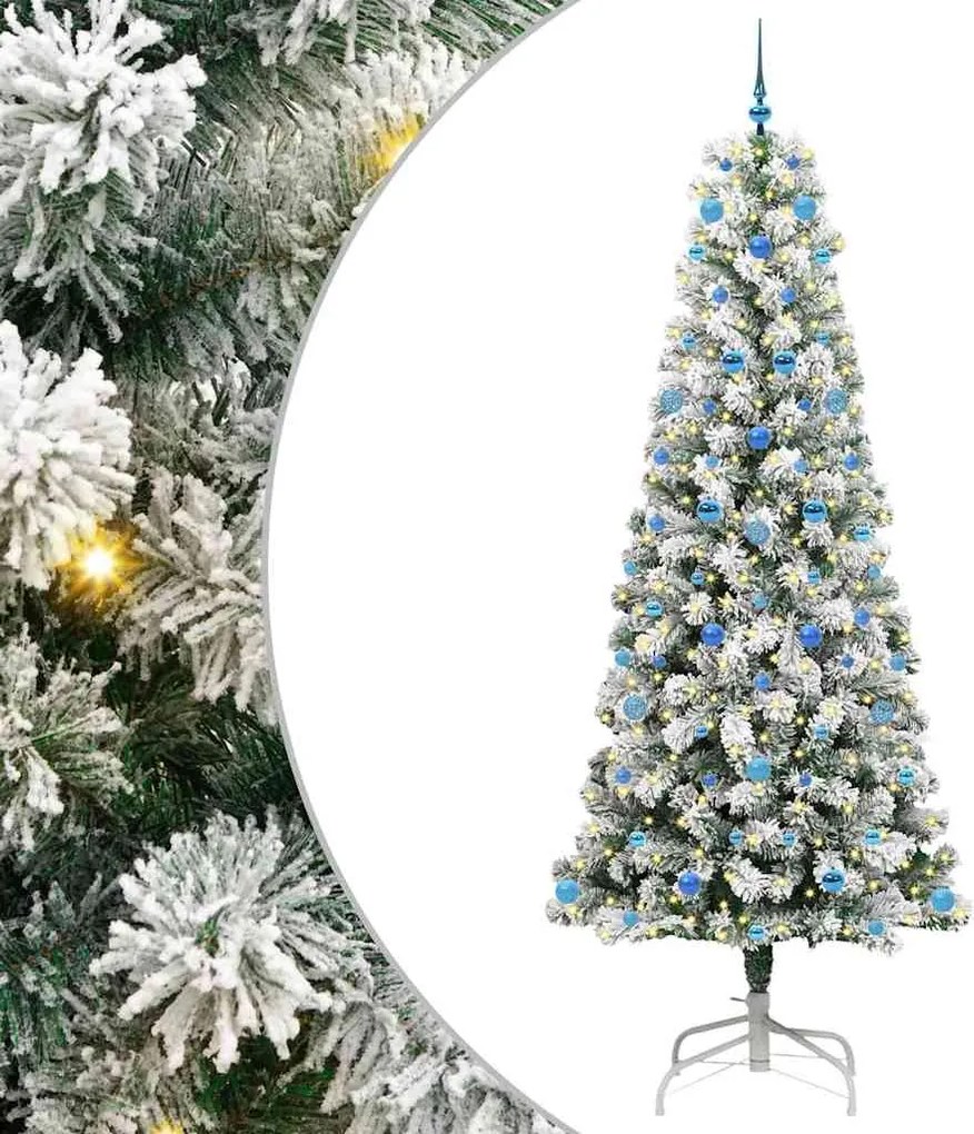 Umělý Skládací Vánoční Strom 300 LED Zelená a bílá 240 cm 3395620