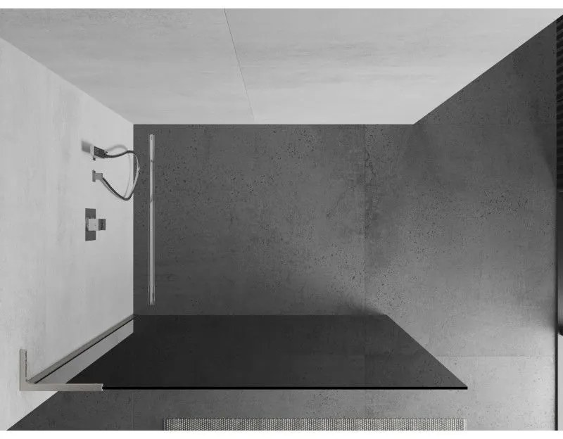 Mexen Kioto L, sprchová zástěna Walk-In 100 x 200 cm, 8mm šedé sklo, broušená ocel profil, 800-100-103-97-40