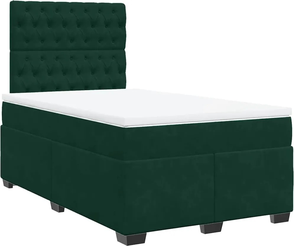 Box spring postel s matrací tmavě zelená 120x190 cm samet 3293167