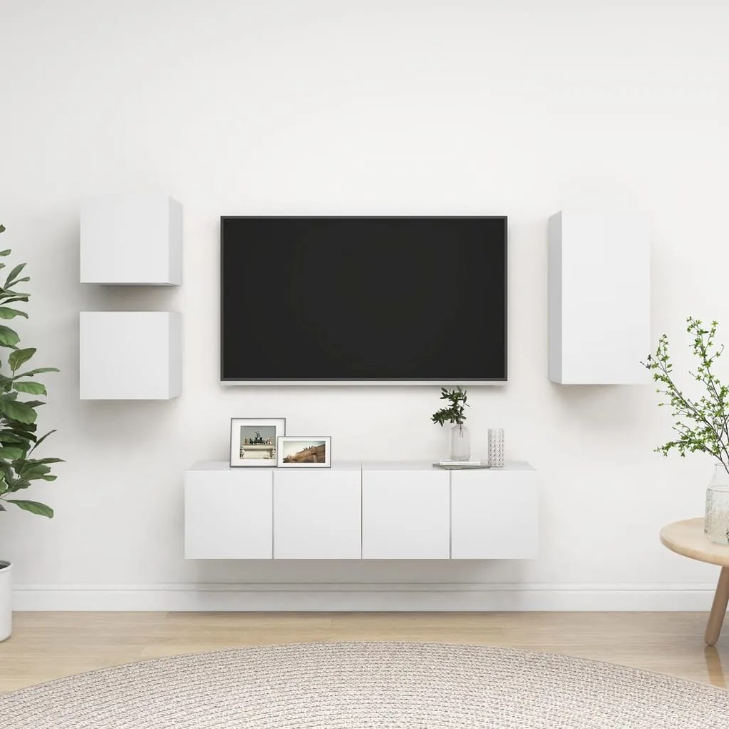 5dílný set TV skříněk bílý kompozitní dřevo 3078695