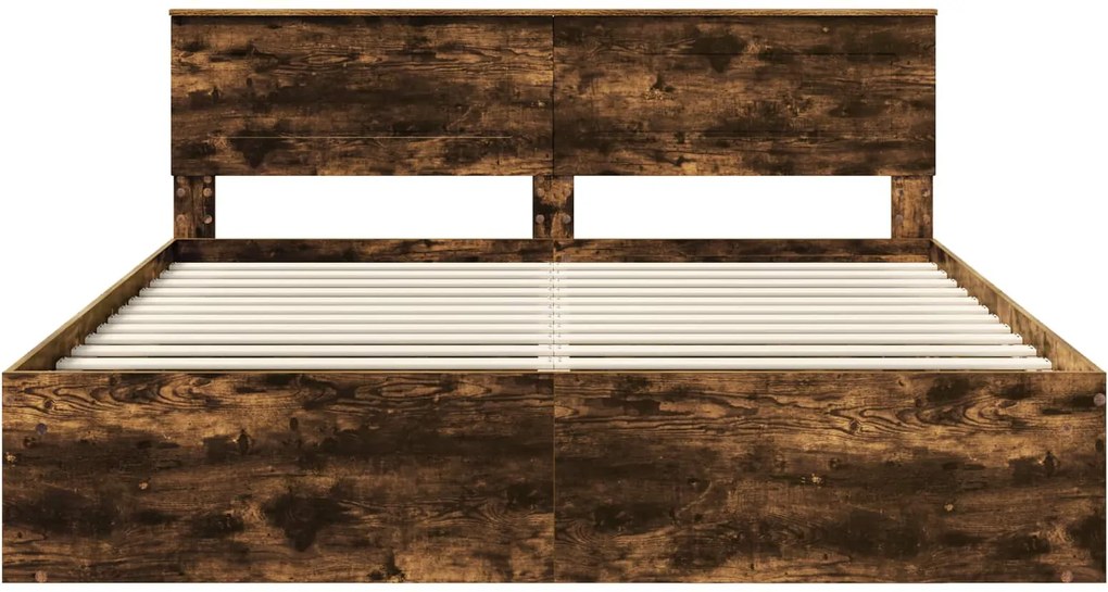 Rám postele s čelo Kouřový dub 200 x 200 cm Kompozitní dřevo 3407836