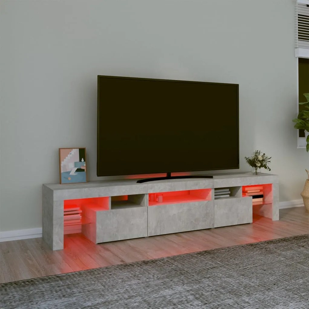 TV skříňka s LED osvětlením betonově šedá 200x36,5x40 cm 3152813