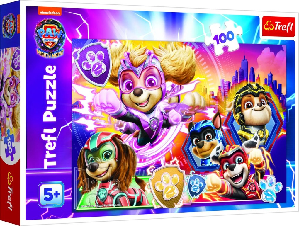 Trefl Puzzle Seznamte se s mocnými štěňaty Paw Patrol/Tlapková patrola 100 dílků 41x27,5cm v krab. 29x19cm