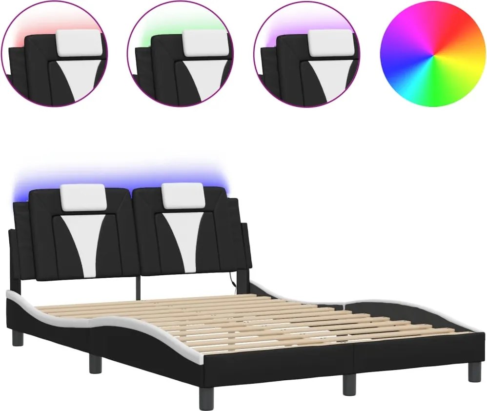 Rám postele Viana s LED bez matrace černý a bílý 140x200 cm 3214027