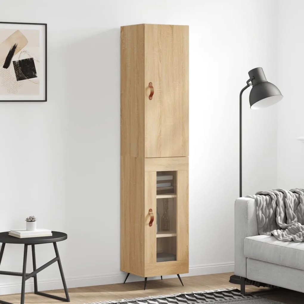 vidaXL Skříň highboard 34,5 x 34 x 180 cm kompozitní dřevo [3199019] Barva: hnědý dub