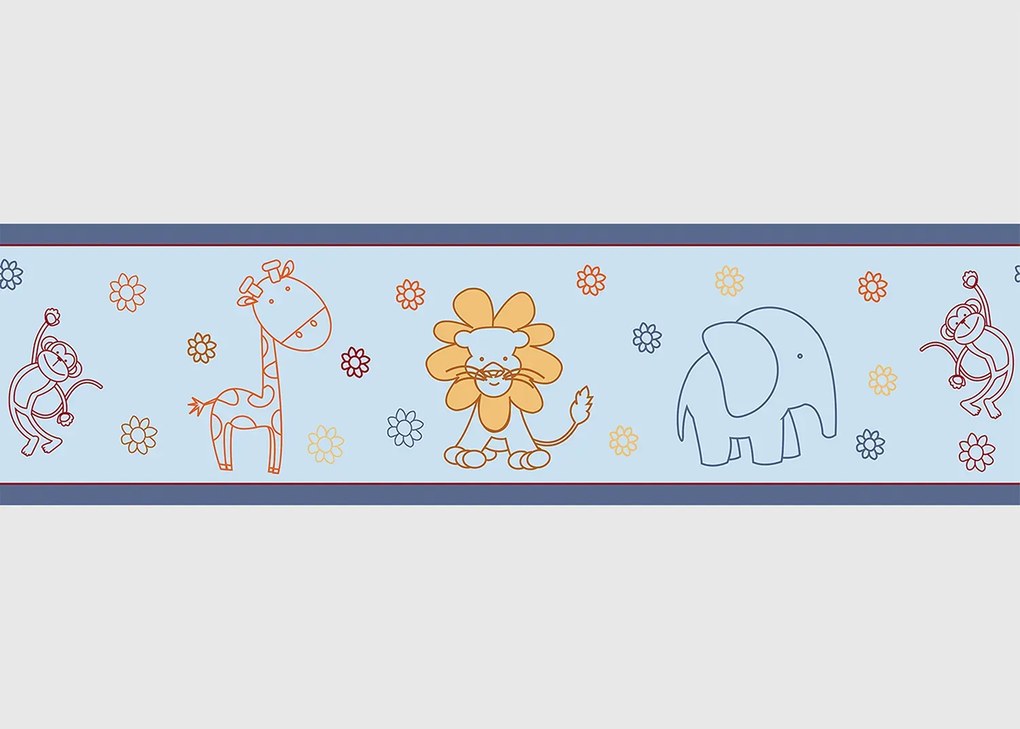 Dětská samolepící bordura na zeď Modrá Pohádka | 5 m x 13.8 cm | DWBD8053